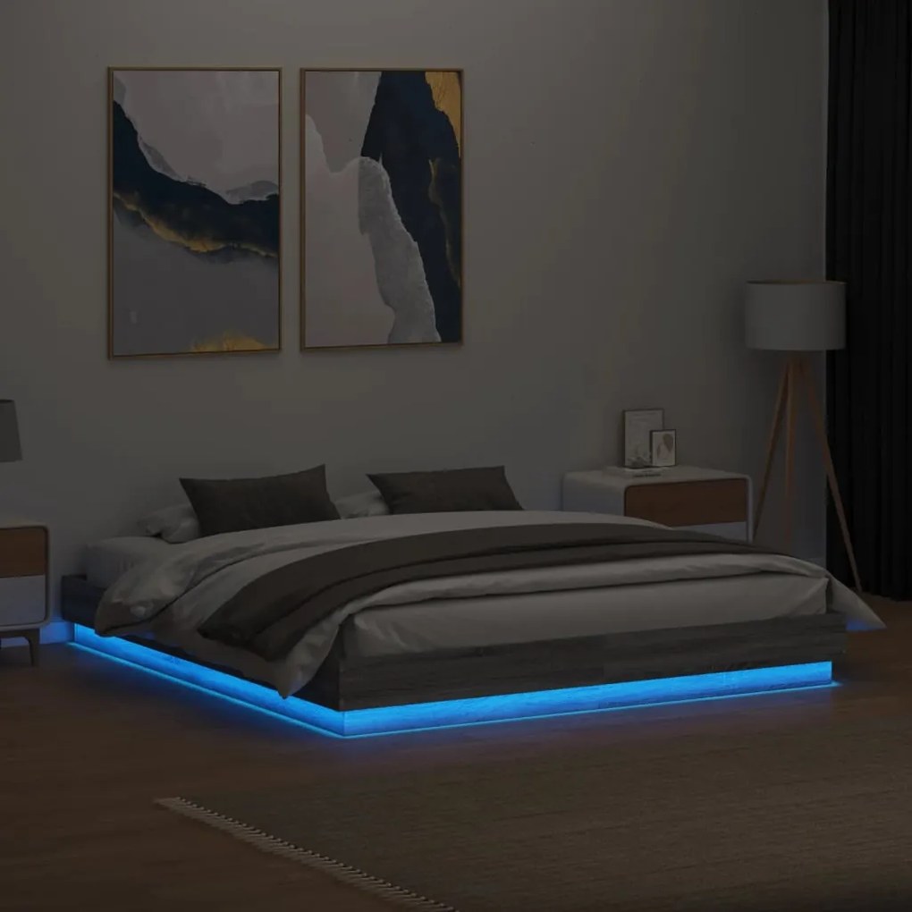 Rám postele s LED osvětlením šedý sonoma 200 x 200 cm 3209770
