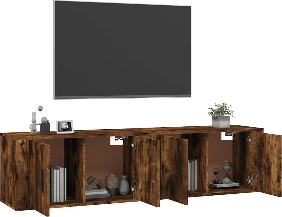 Nástěnné TV skříňky 2 ks kouřový dub 80 x 34,5 x 40 cm 3188355