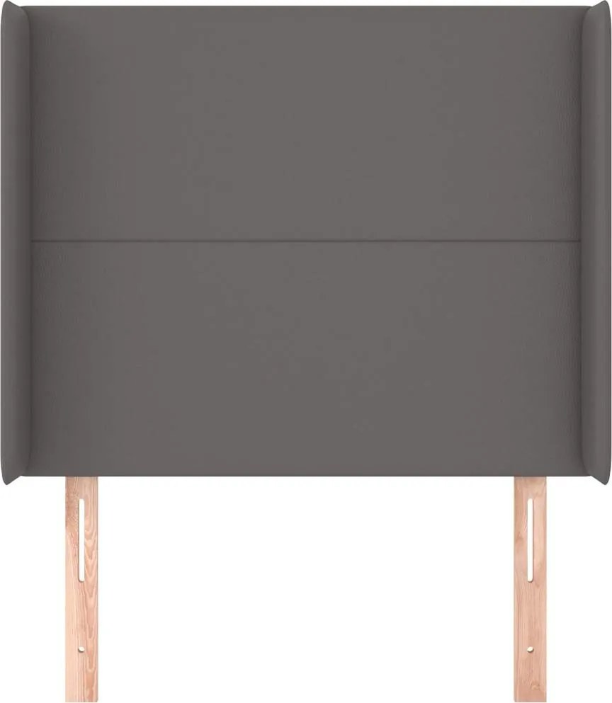 Čelo postele typu ušák šedé 83x16x118/128 cm umělá kůže 3119376