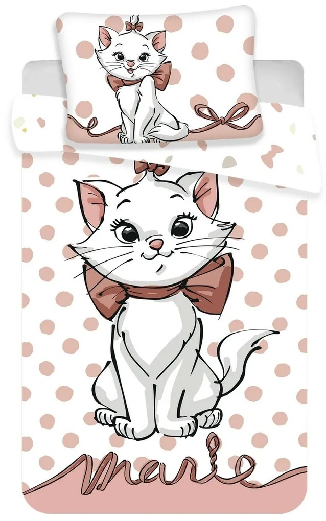 Jerry Fabrics Dětské bavlněné povlečení do postýlky Marie cat dots 02 baby, 100 x 135 cm, 40 x 60 cm