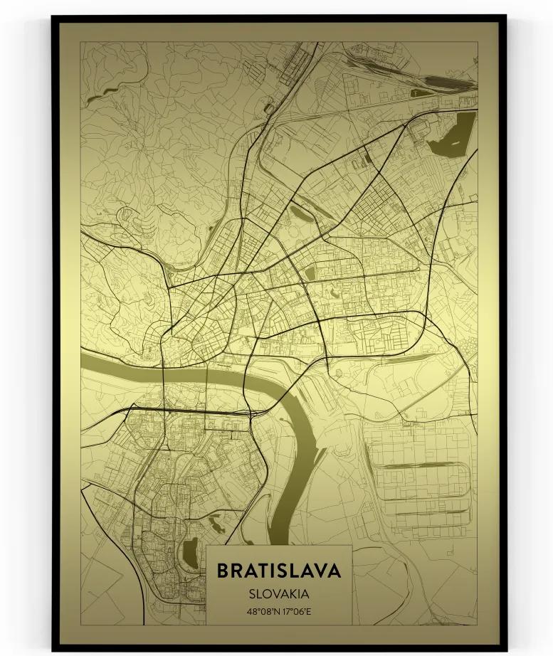 Obraz Mapa Bratislava 30 x 40 cm - napnuté plátno na dřevěném rámu