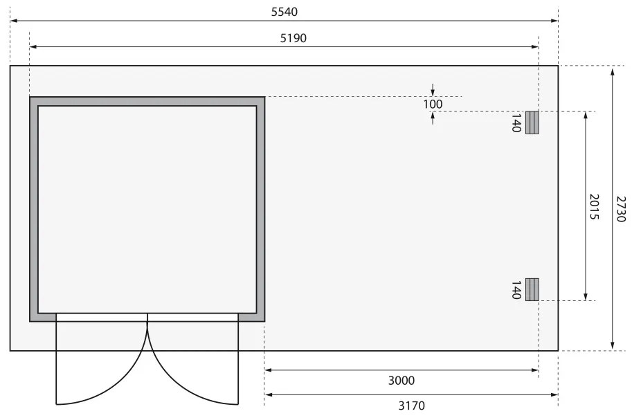 Dřevěný zahradní domek BASTRUP 2 s přístavkem Lanitplast