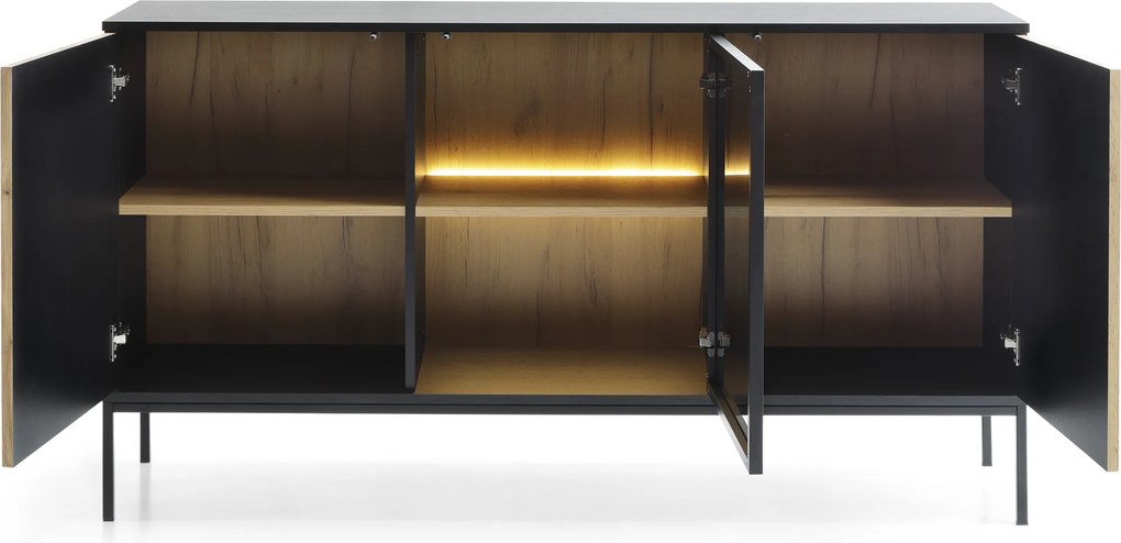 PSK Komoda SANTAL, Černá/Dub Votan 154 cm
