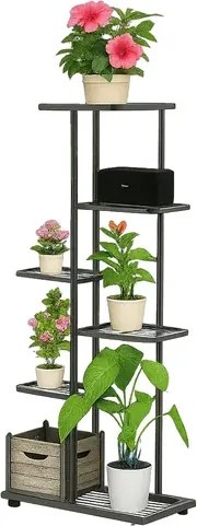 Stojan na květiny Ruhhy - 106 cm - 6 polic - černý