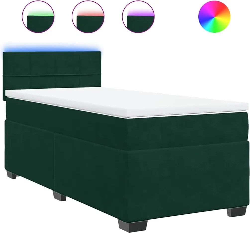 Box spring postel s matrací tmavě zelená 80 x 200 cm samet 3288465