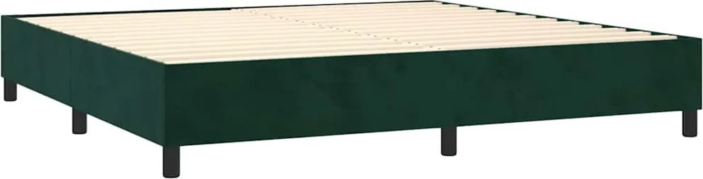 Box spring postel s matrací a LED tmavě zelená 200x200 cm samet 3139766