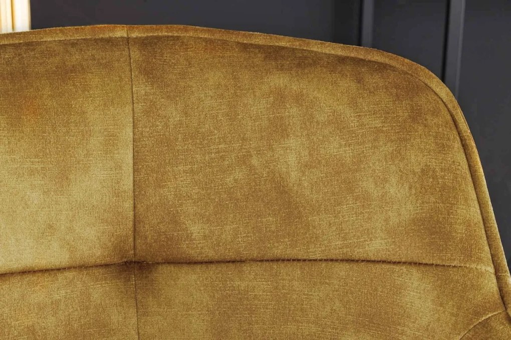 Designová barová židle Natasha tmavě hořčicový samet