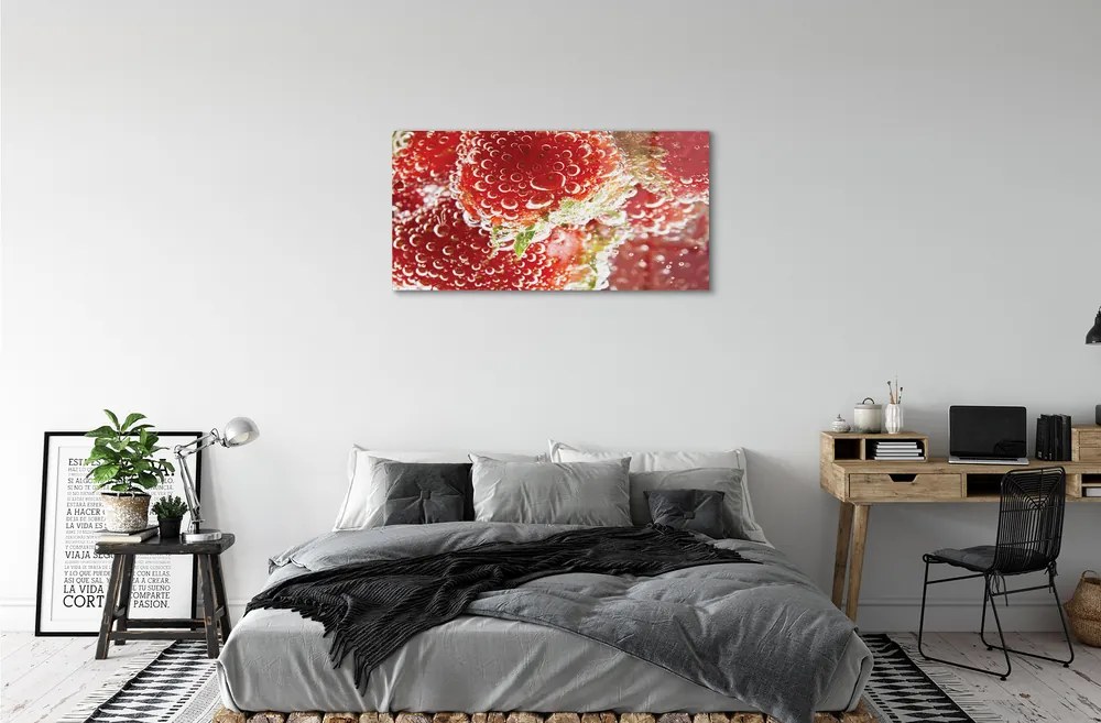 akrylový obraz mokré jahody 100x50 cm