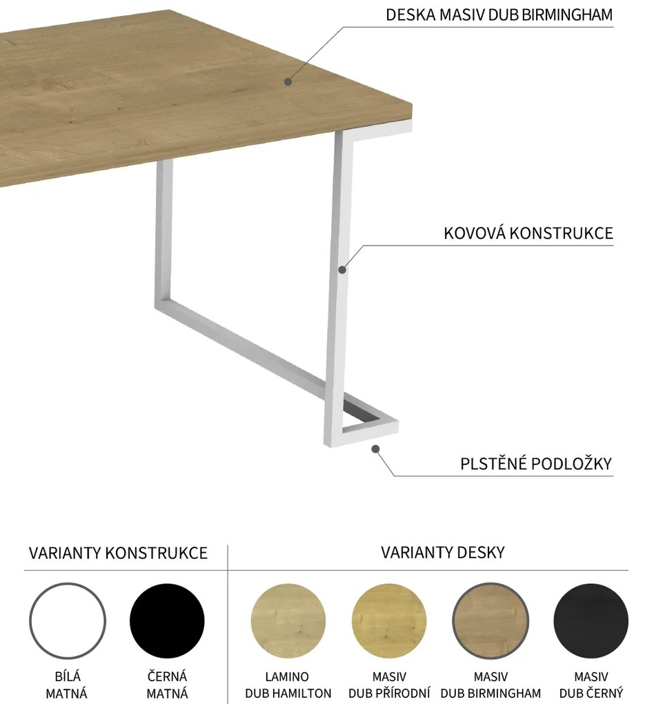 Konferenční stůl bílý C10, dub Hamilton ZVOLTE TYP DŘEVA:: Masiv dub PŘÍRODNÍ