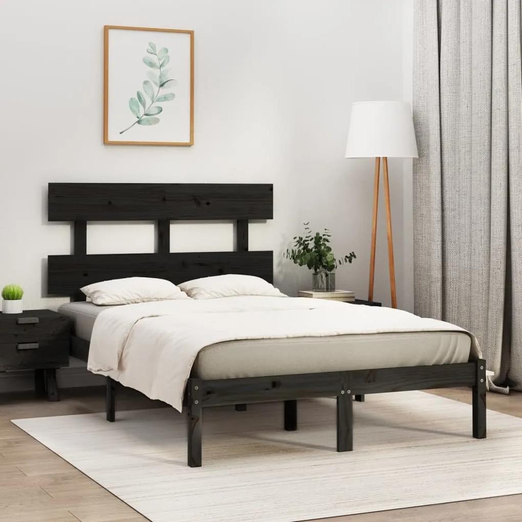 Rám postele černý masivní dřevo 140 x 190 cm,  3104657