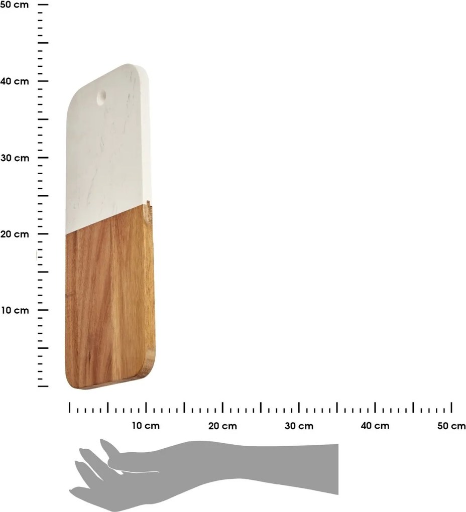 Krájecí prkénko PREPPY 38x18 cm z masivu/bílý mramor