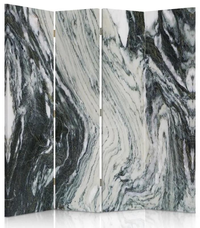 Ozdobný paraván Textura Marble Grey - 145x170 cm, čtyřdílný, obustranný paraván 360°