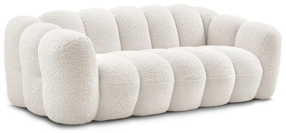 Bílá pohovka z textilie bouclé 232 cm Hippolyte – Bobochic Paris