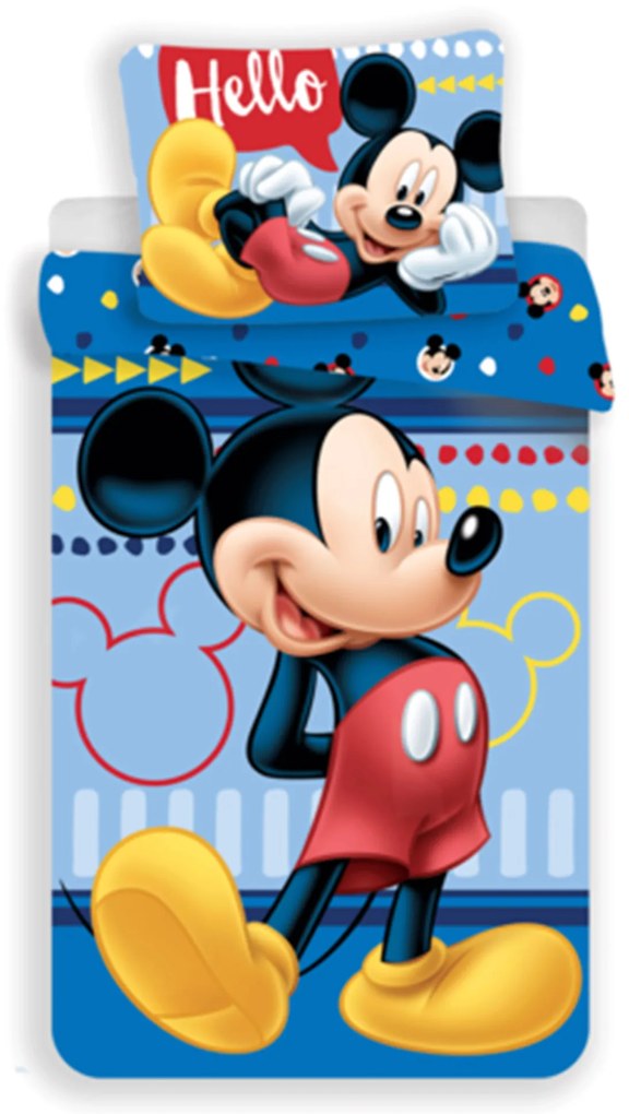 MK Lůžkoviny Dětské bavlněné povlečení – Mickey "004 Hello"