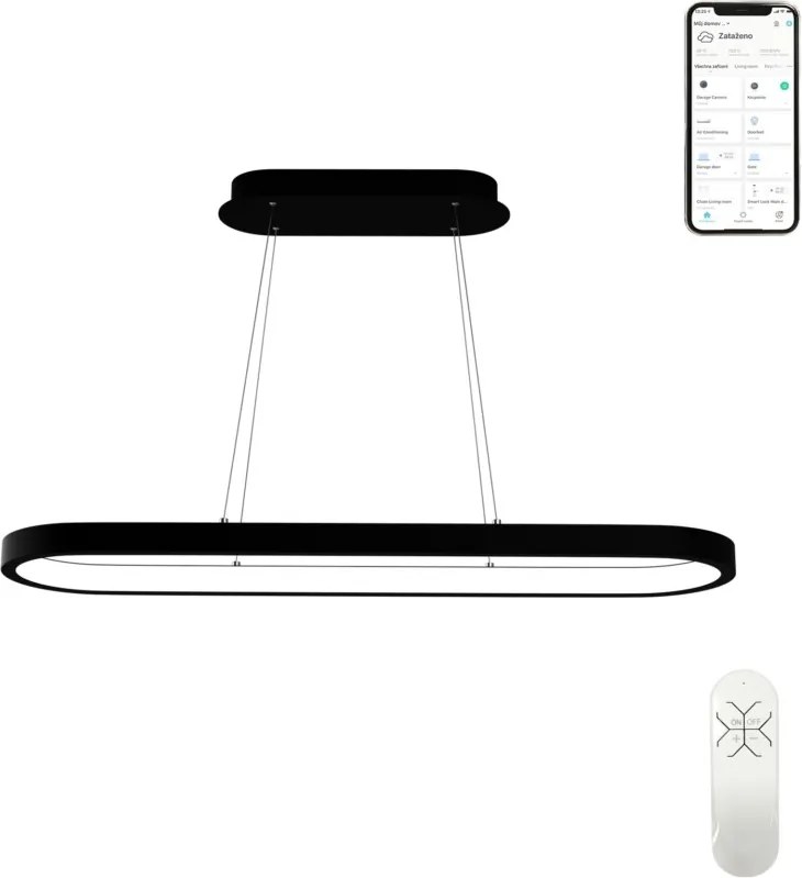 Immax NEO HIPODROMO Smart závěsné svítidlo 120x30cm 42W černé Zigbee 3.0