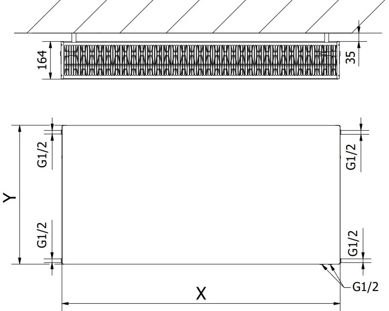 Mexen, Mexen Flat CVF33 panelový radiátor 300 x 1300 mm, spodní připojení, 1612 W, bílý - W633F-030-130-00