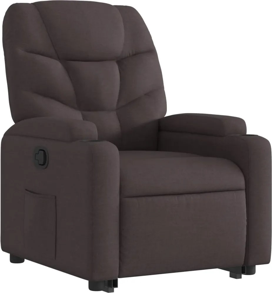 Zvedací polohovací křeslo tmavě hnědé textil 3204601