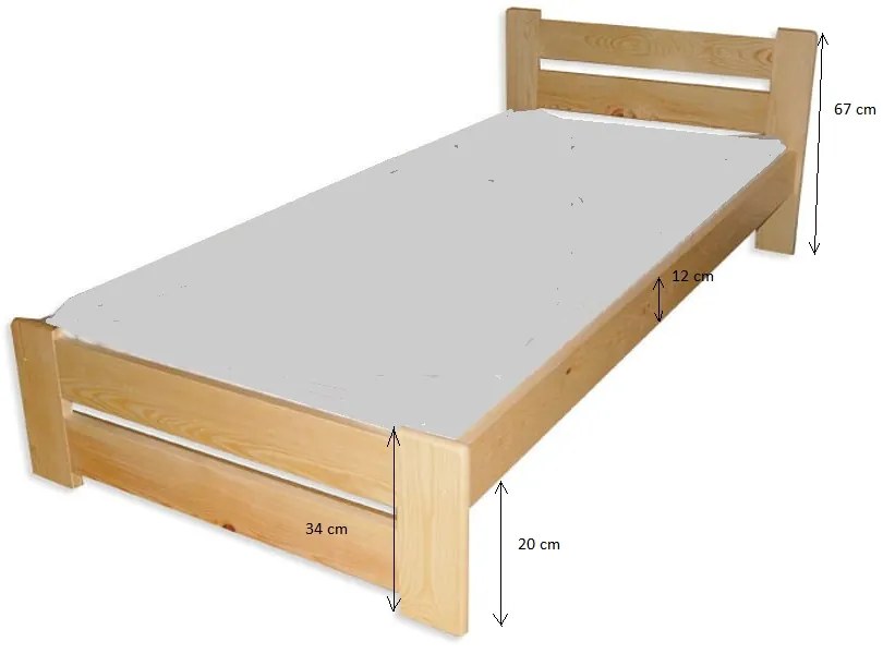 Via-nábytek Postel LENA masiv borovice 140 x 200 Povrchová úprava postele: Borovice (lakovaná)