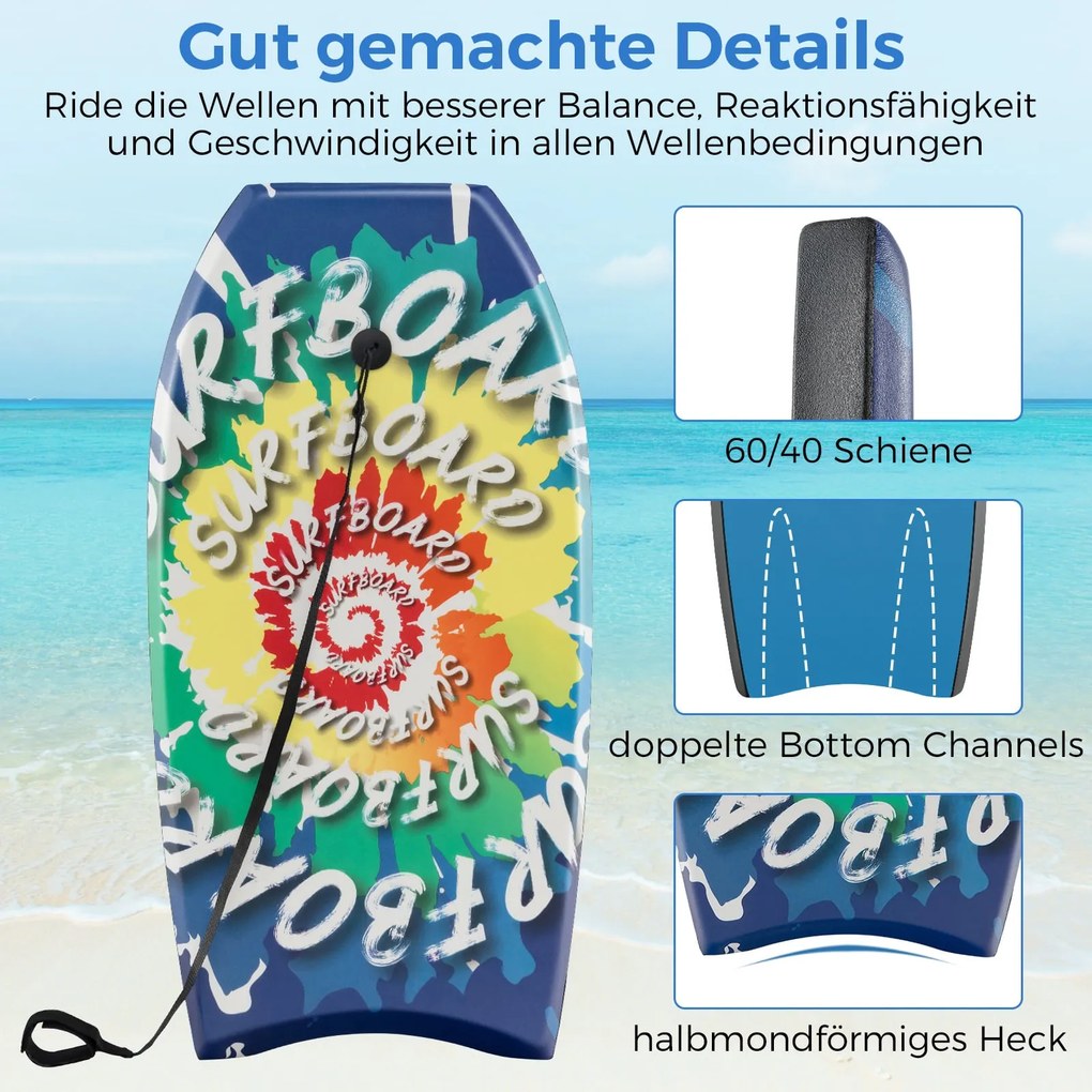 Costway 104 cm dlouhé bodyboard pro děti s jádrem z EPS a palubou XPE a vířivým