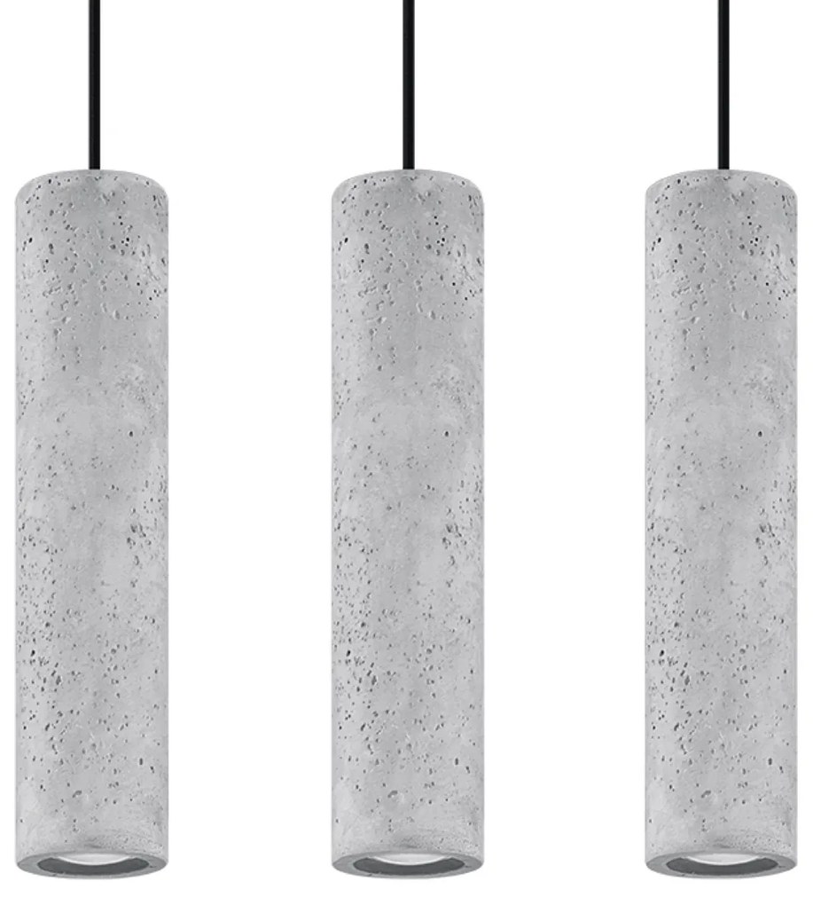 Závěsné svítidlo Luvo, 3x betonové stínítko