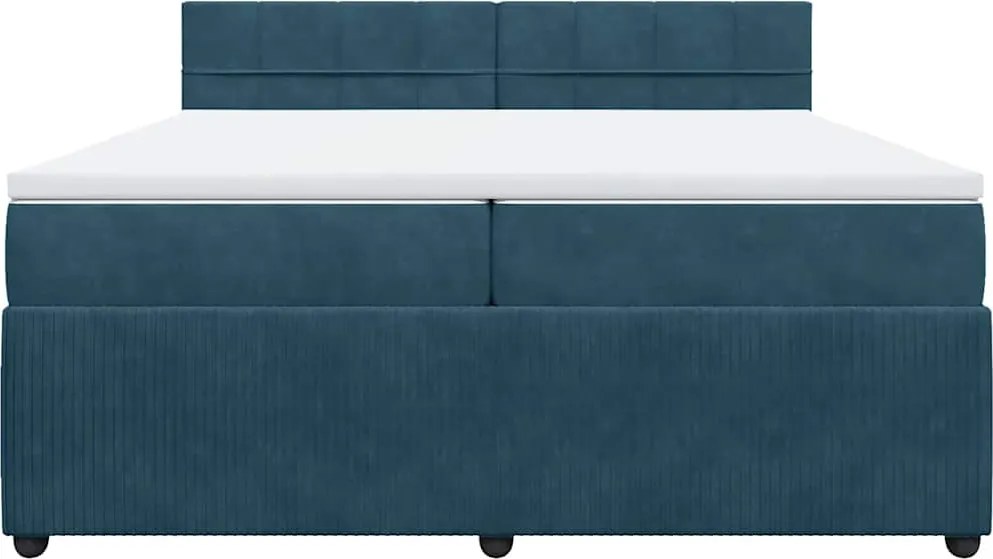 Box spring postel s matrací modrá 200 x 200 cm samet 3290134