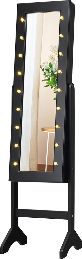 Costway 18 LED šperkovnice naklápěcí nastavitelná stojící designová polička