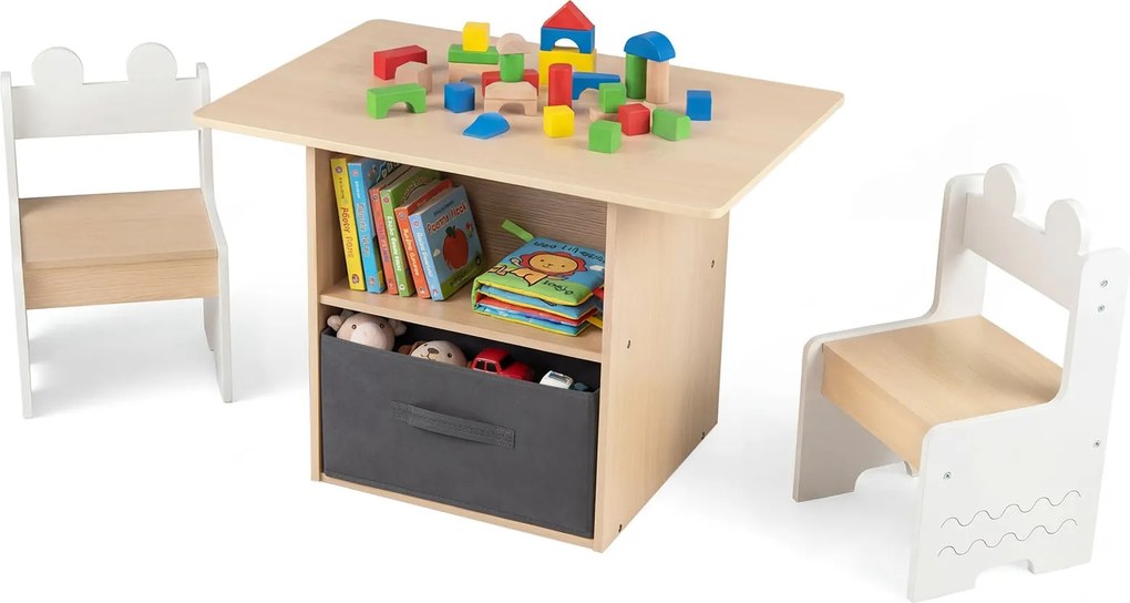 Costway Dětský stůl s 2 židličkami ve tvaru krokodýla 3 PCS. Dětská sedací