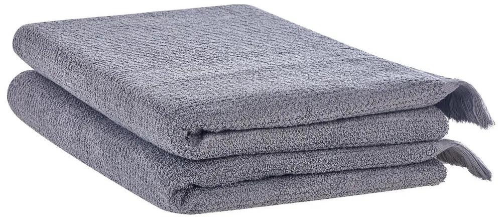 Sada 2 bavlněných froté ručníků šedé ATIU Beliani