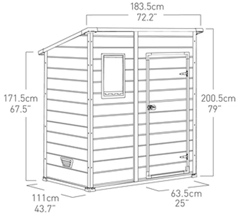 KETER MANOR PENT 6 x 4 zahradní domek, 183,5 x 111 x 200,5 cm 17199514