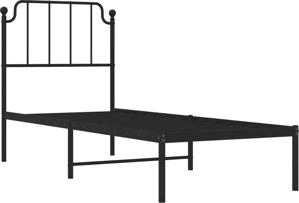 vidaXL Kovový rám postele s čelem 80 x 200 cm [373878] Barva: Černá