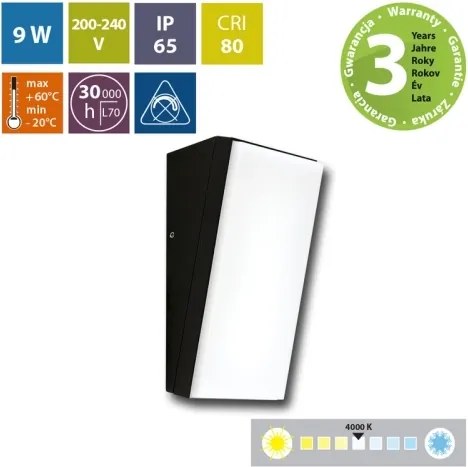 LED svítidlo McLED Kronos, 9W, 4000K, IP65, černá ML-513.027.19.0