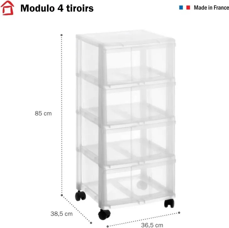 SUNDIS Úložný box se 4 zásuvkami, transparentní, ORGAMIX - MAXI