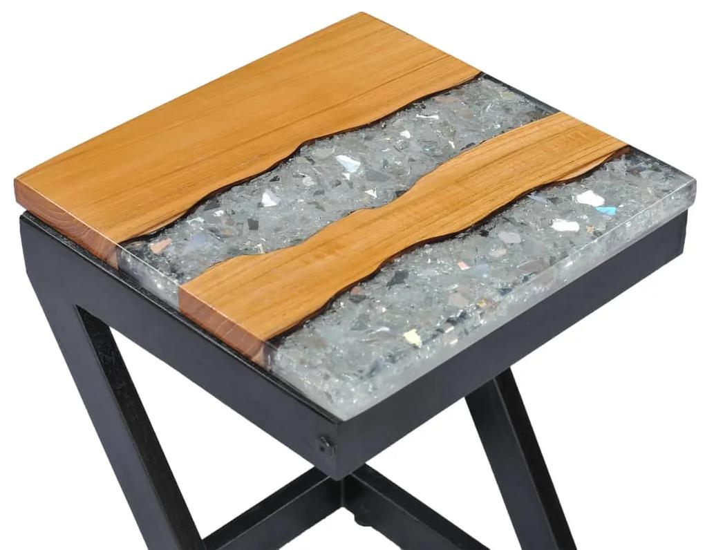 Konferenční stolek 30 x 30 x 50 cm masivní teak a polyresin - Default Title