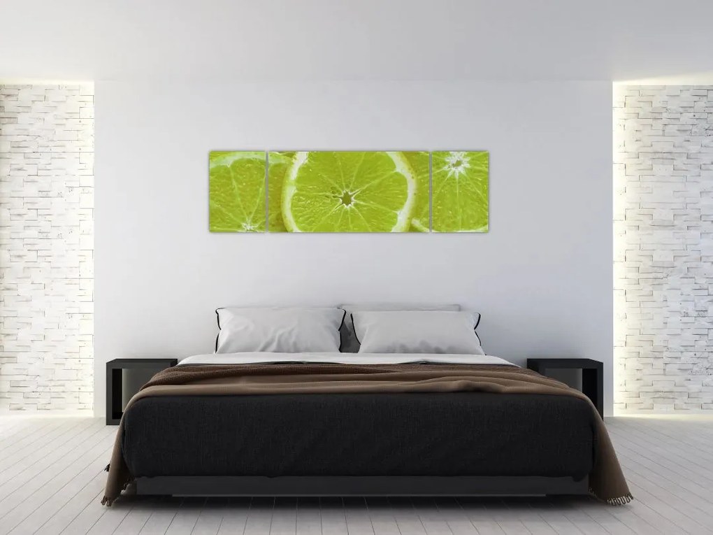 Obraz - citróny na řezu (170x50 cm)