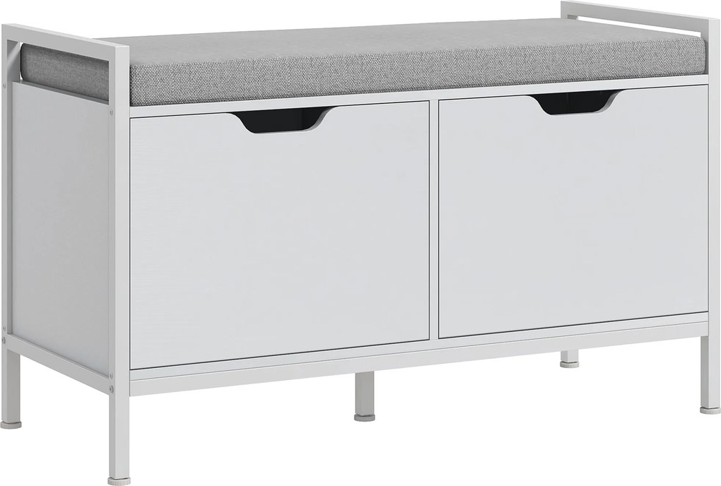 HOMCOM Lavice na boty se sedákem s odnímatelným polstrováním pro 4 páry bot - Lavice do předsíně, chodby, obývacího pokoje 84x35x50 cm Bílá