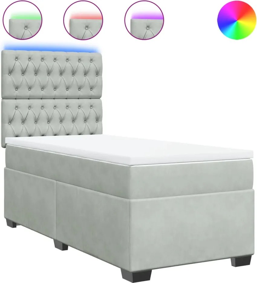 Box spring postel s matrací světle šedá 100x200 cm samet 3293140