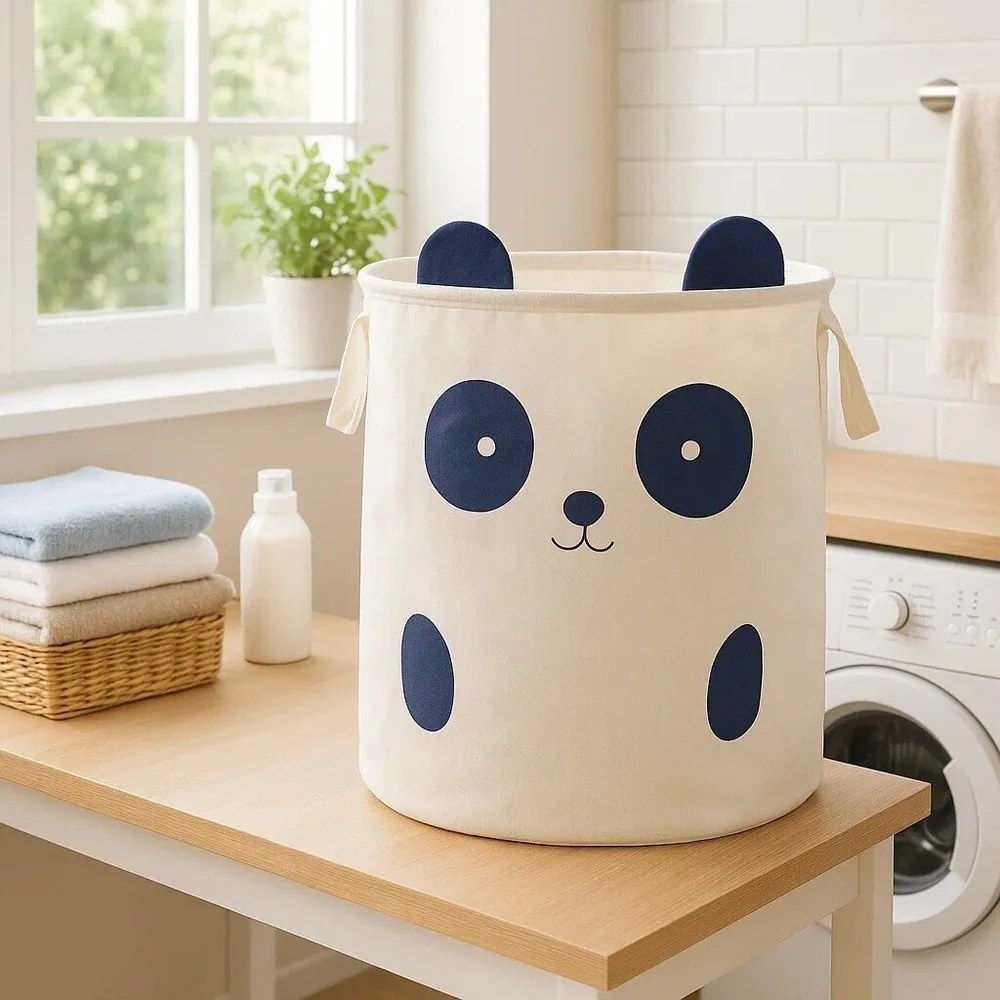 Bílý látkový dětský koš na hračky ø 38x48 cm Mimo Panda Face – Premier Housewares