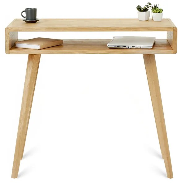 Benlemi Konzolový psací stůl LEA FLO 80 cm se zaoblenou hranou Kvalita dřeva: 2. Kombinace dubového masivu a dýhované DTD desky