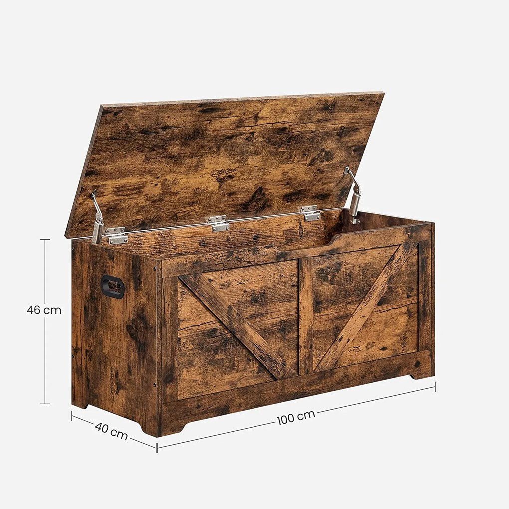 Úložná truhla, sedací truhla 100 x 46 x 40 cm rustikální hnědá