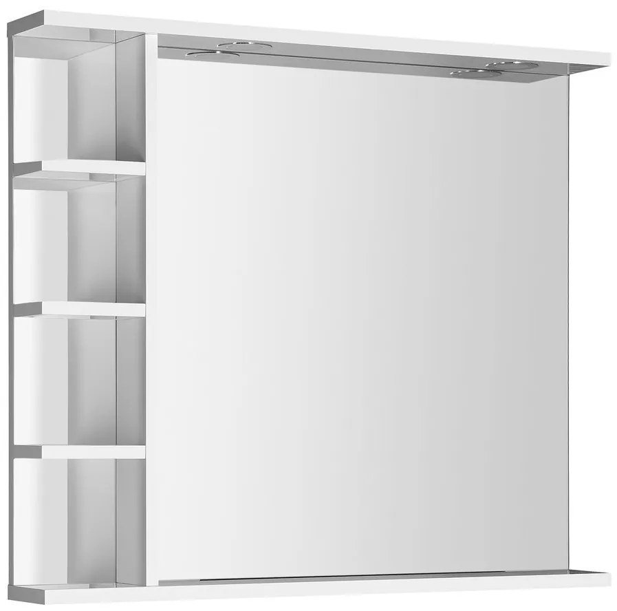 Aqualine KORIN zrcadlo s LED osvětlením a policemi 80x70x12cm - KO350