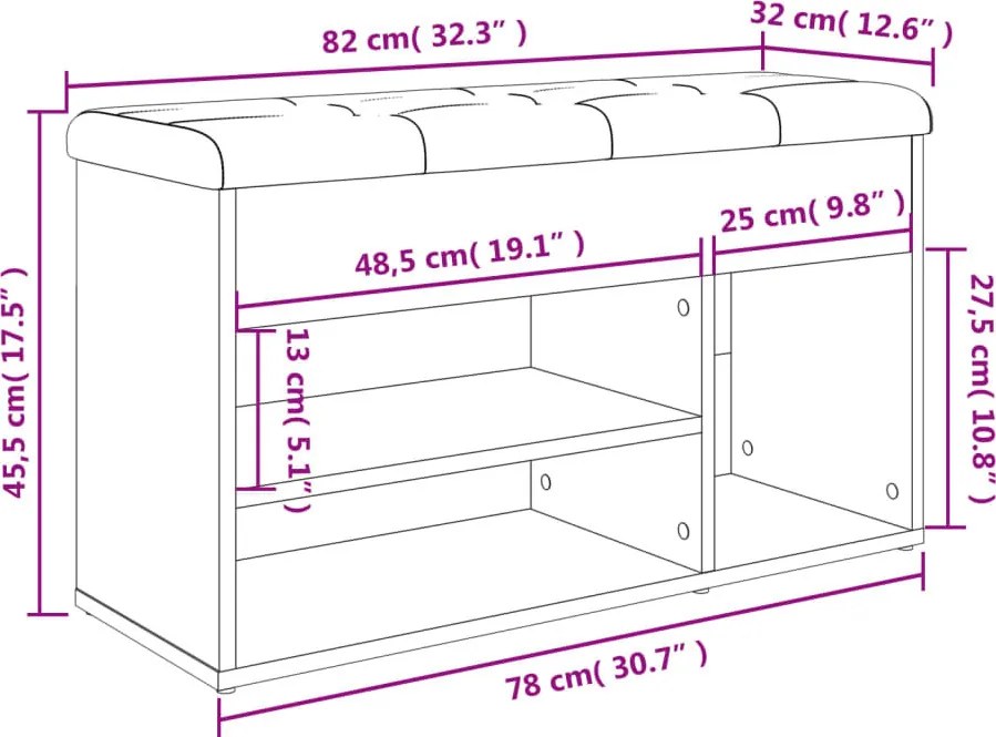 vidaXL Lavice s botníkem 82 x 32 x 45,5 cm kompozitní dřevo [835029] Barva: kouřový dub