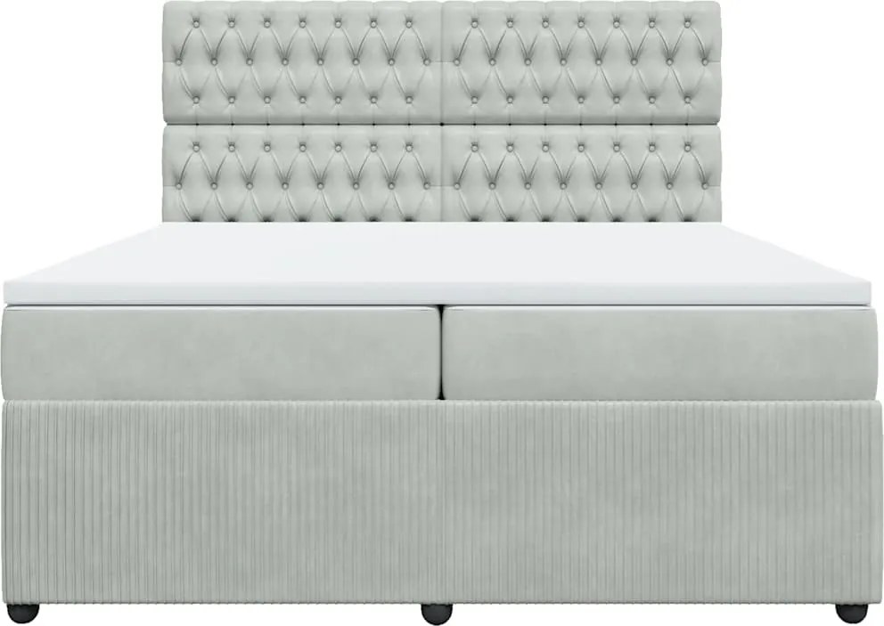 Box spring postel s matrací světle šedá 200x200 cm samet 3292436
