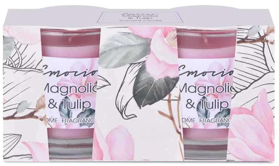 Emocio Sklo 50x63 mm 2ks v krabičce, Magnolia & Tulip vonná svíčka