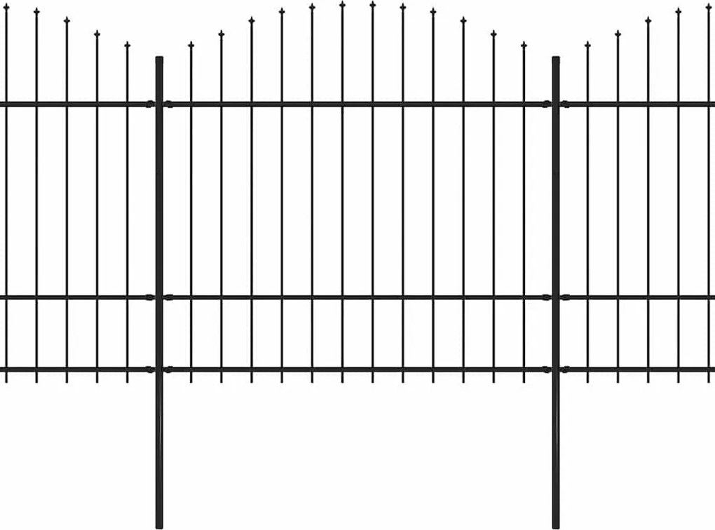 Zahradní plot s kopím nahoře ocelový 838 x 175 cm černý 277743