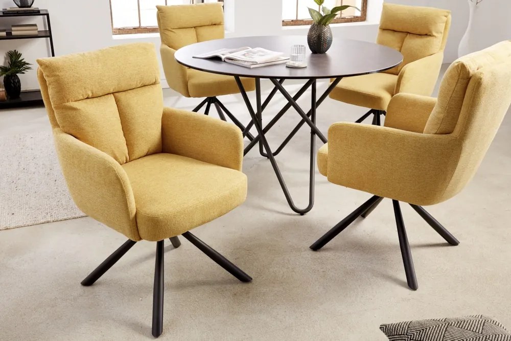Designová otočná židle Maddison hořčicová II žlutá