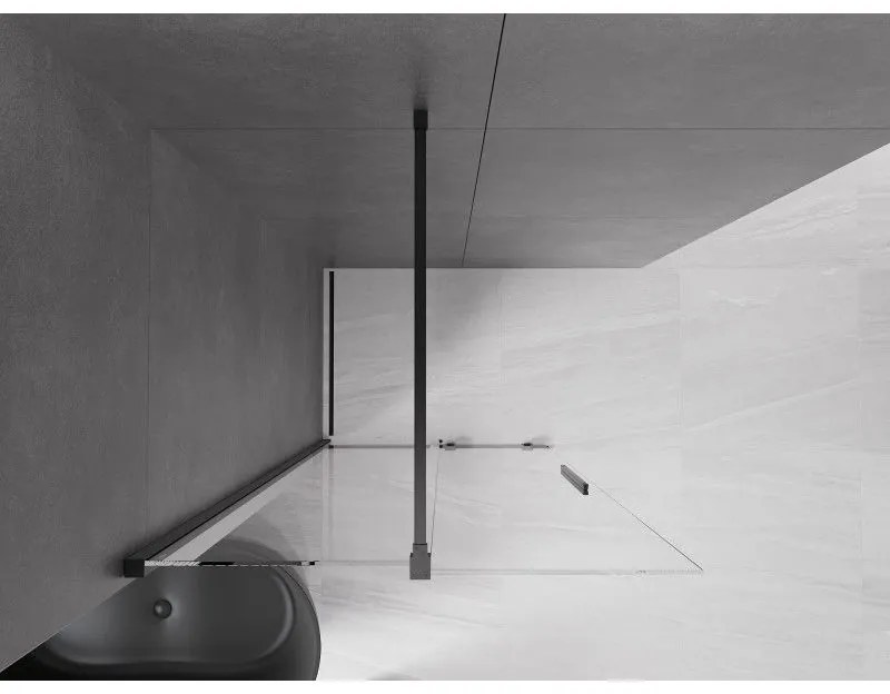 Mexen Velar, posuvné dveře do otvoru typ Walk-In 85 cm, 8mm čiré sklo, černá matná, 871-085-000-03-70