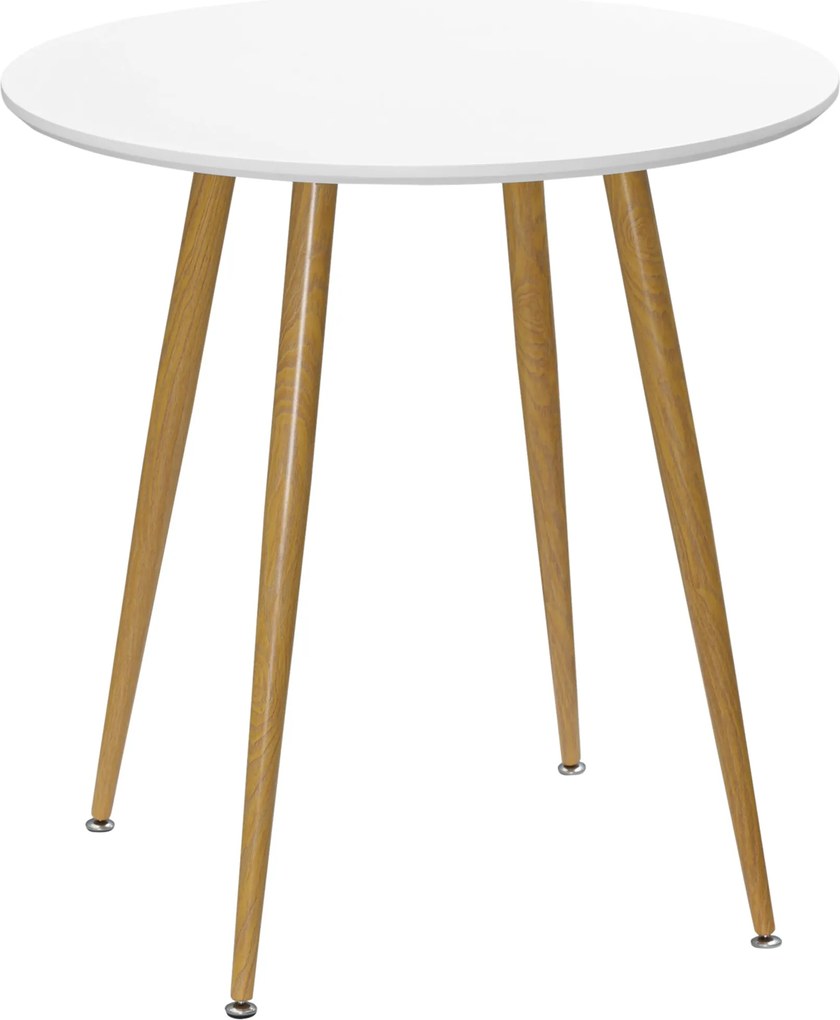 HOMCOM Kulatý jídelní stůl pro 2 osoby v nordickém stylu s matným povrchem a kovovými nohami pro obývací pokoj, nosnost 80 kg, Ø72x75 cm, bílý | Aosom