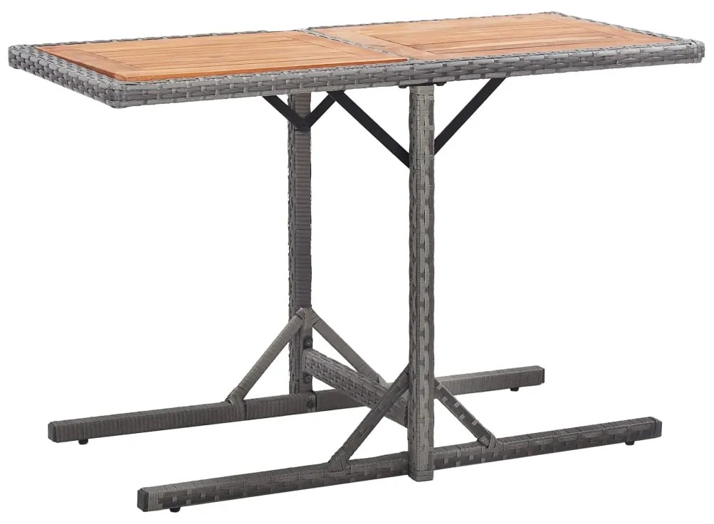 46457 vidaXL Zahradní stůl antracitový polyratan a masivní akáciové dřevo