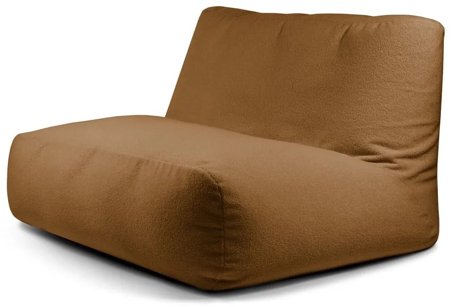 Hnědý sedací vak z textilie bouclé Sofa Tube – SLOWDOWN
