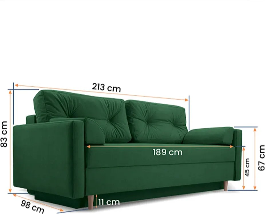 IDZ Rozkládací pohovka ASTORIA, 213 cm Barva látky: Tmavě modrá (Kronos 09)